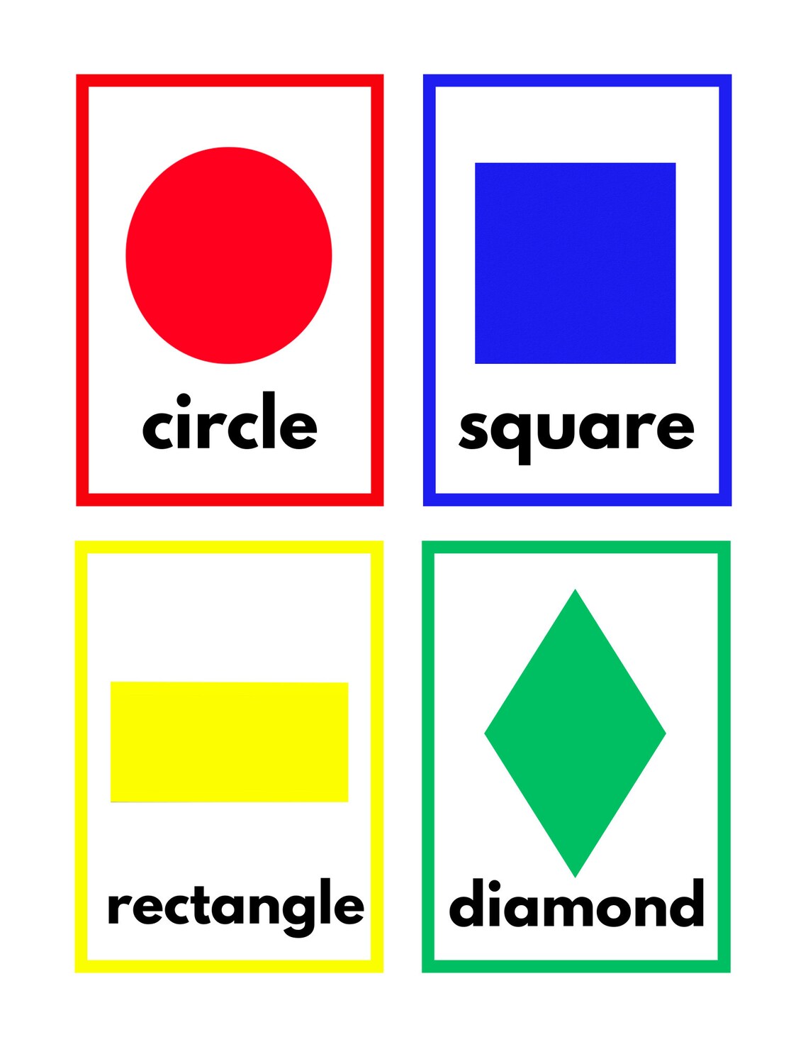 Shapes Flashcards Printable for Toddlers, Preschoolers | Early Learning ...