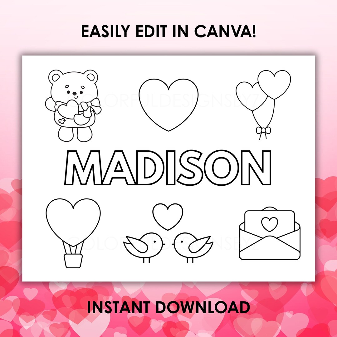 Personalized Coloring Page Template • Editable Canva Name Page • Kids ...