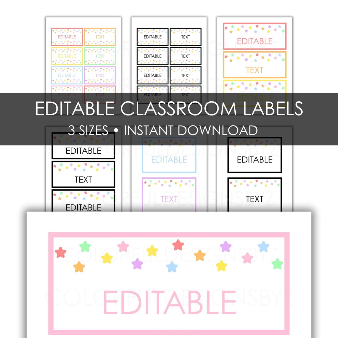 Editable Classroom Labels Bundle | Pastel Star Name Tags, Teacher ...