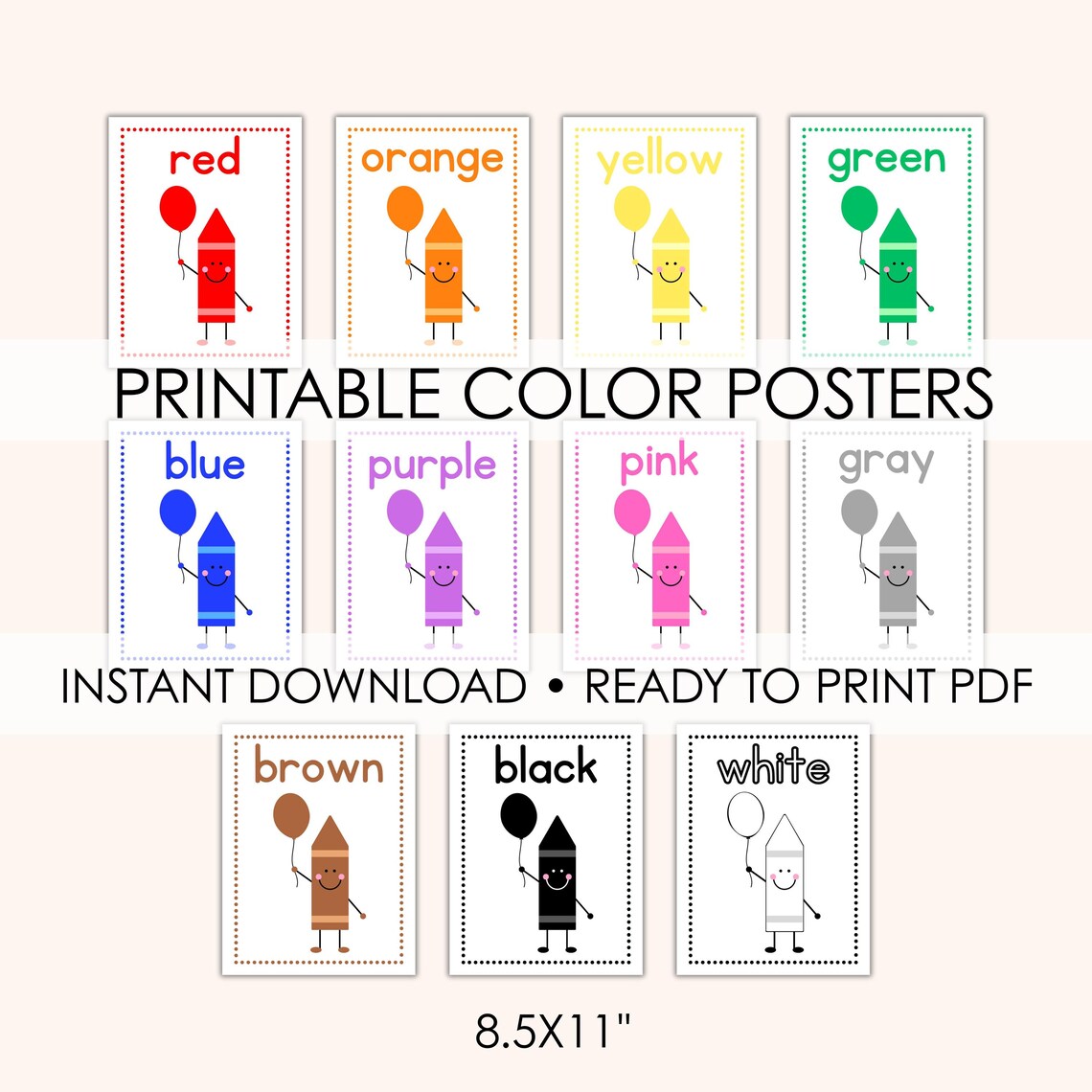 Printable Crayon Color Posters | 8.5"x11" Full Page Classroom Decor ...