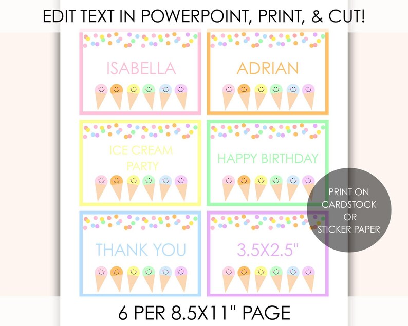 Editable Ice Cream Name Tags – Summer Classroom Labels, Party Tags, or ...