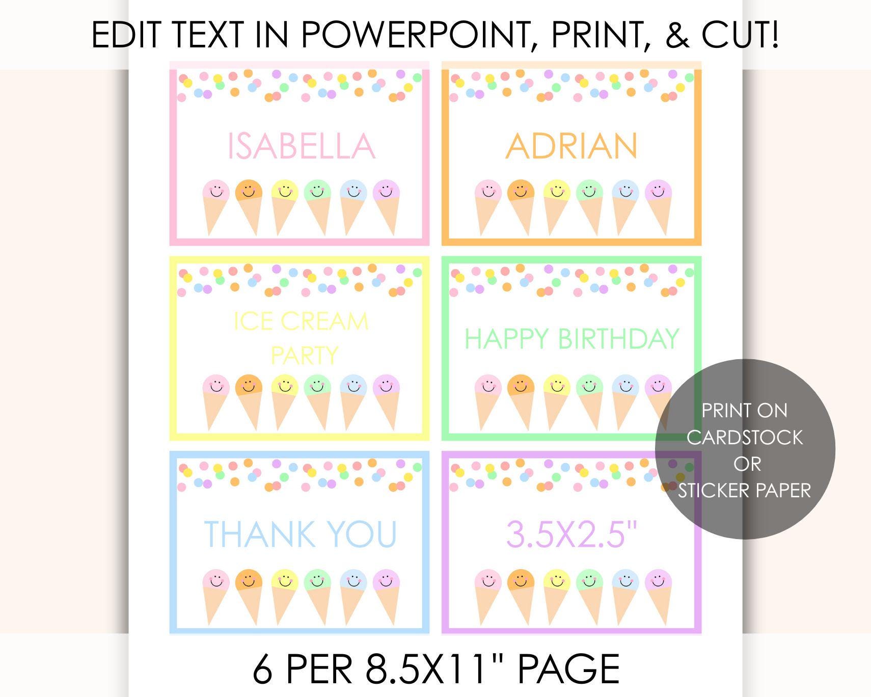 Editable Ice Cream Name Tags – Summer Classroom Labels, Party Tags, or ...