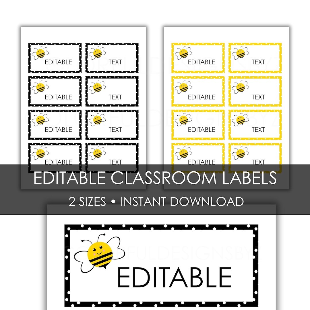 Editable Bee Classroom Labels | 7x3 & 3.5x2 Bin Labels - Etsy