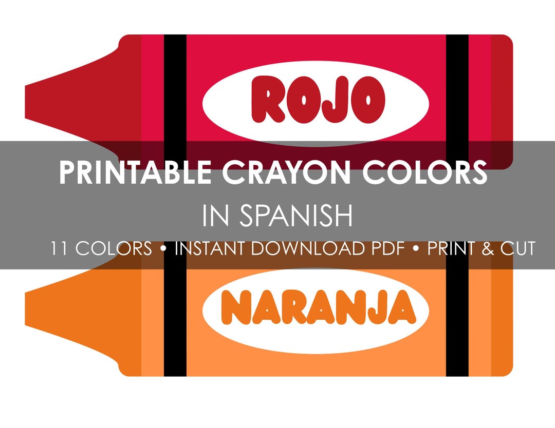 Printable SPANISH Crayon Colors Display | Learning Color Words in ...