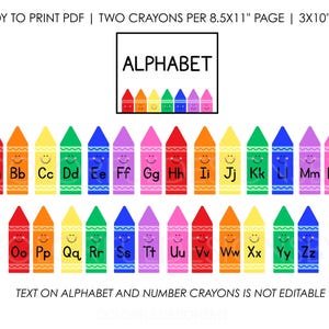 Crayon-themed Alphabet & Numbers Classroom Decor – Printable + Editable ...