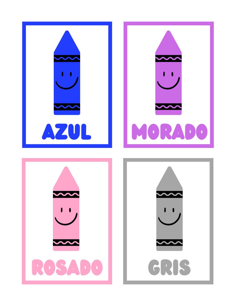 Spanish Colors Crayon Flashcards & Posters | Printable Color ...