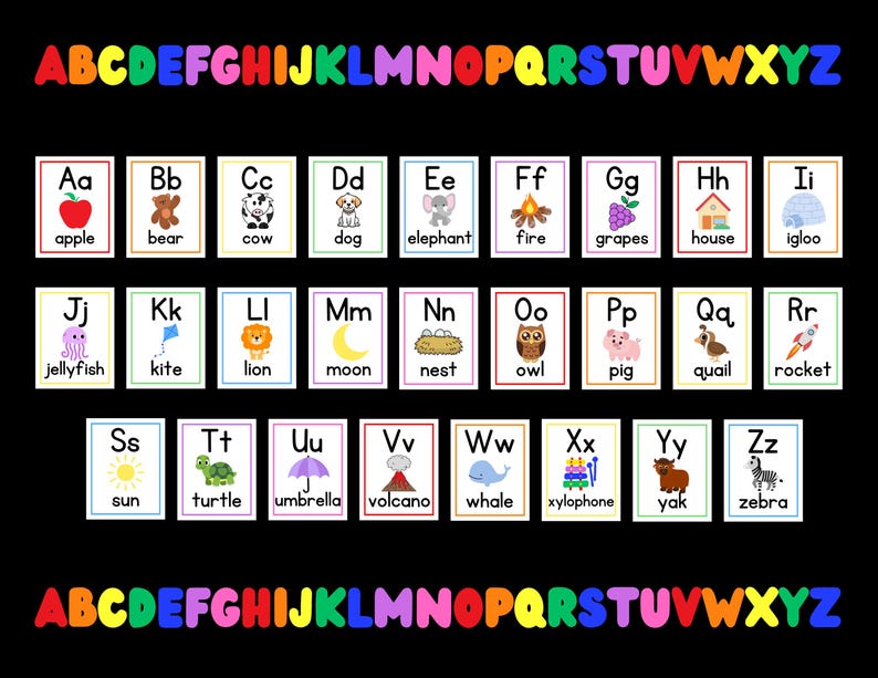 Printable Alphabet Posters | A-Z Classroom Decor | Educational Wall Art ...