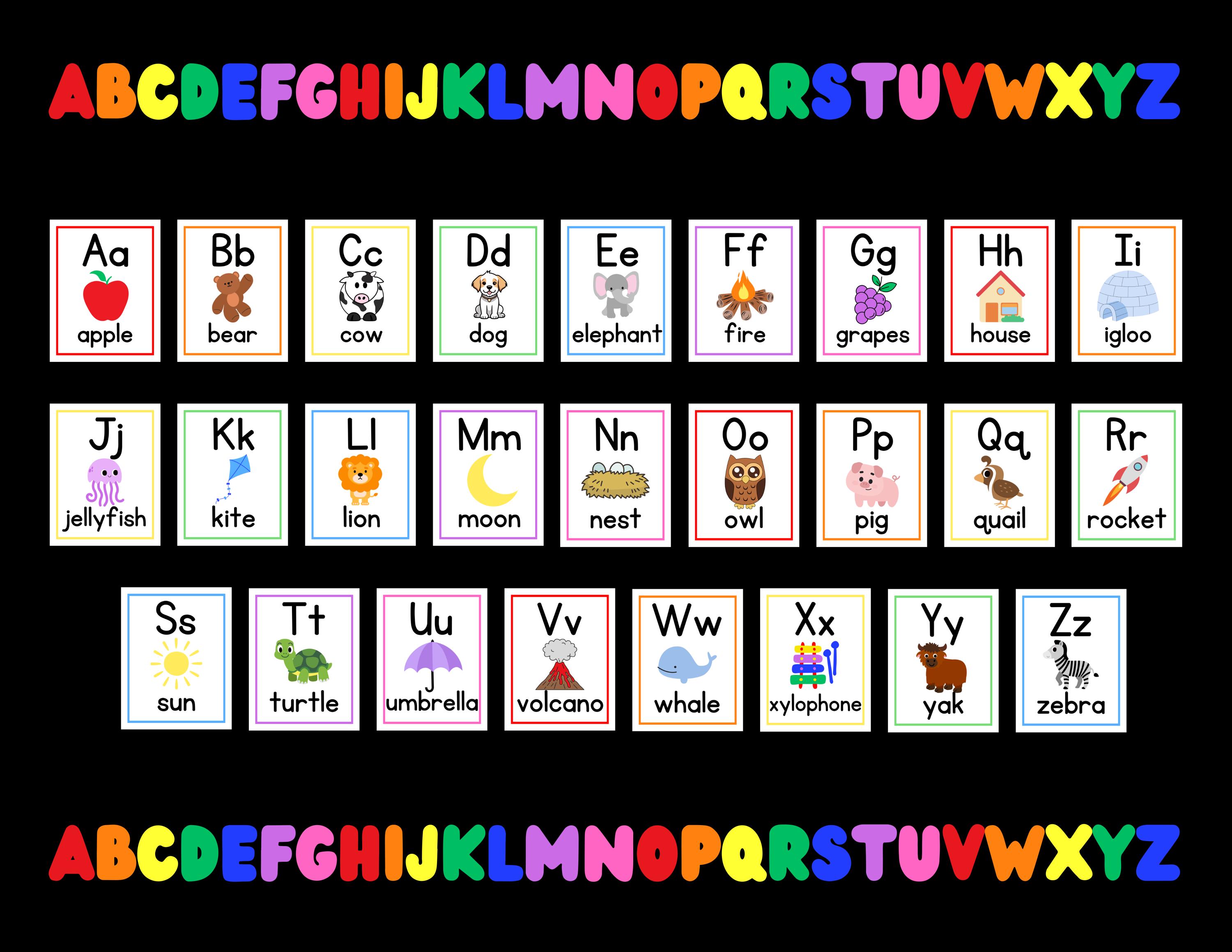 Printable Alphabet Posters | A-Z Classroom Decor | Educational Wall Art ...