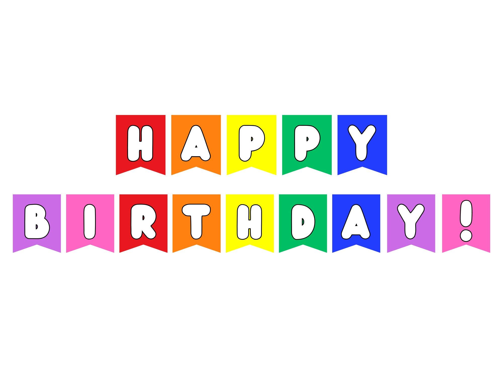Rainbow Birthday Banner Printable PDF | Kid Birthday Decor | Classroom ...