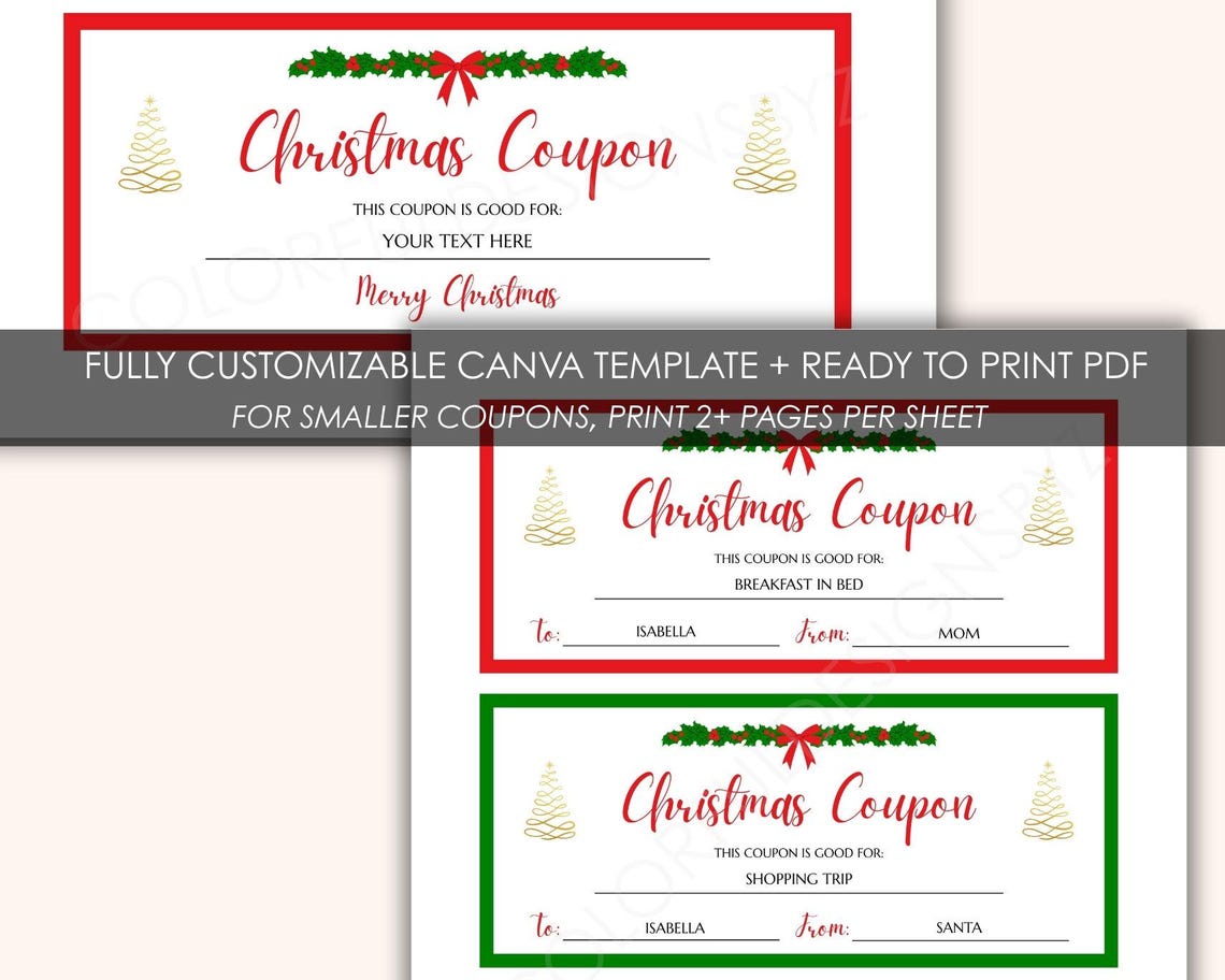 Christmas Coupons | Printable Christmas Coupon Ticket | Holiday Gift ...
