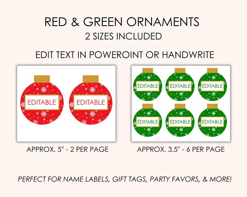 Editable Christmas Gift Tags & Ornament Tags – Printable Holiday Tags ...