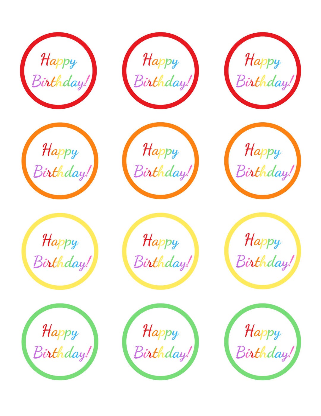 Printable Rainbow happy Birthday Cupcake Toppers 2 DIY Birthday ...