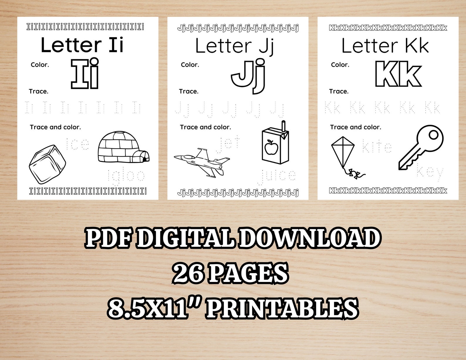 Printable Alphabet Trace and Color Pages for Preschool, Kindergarten ...