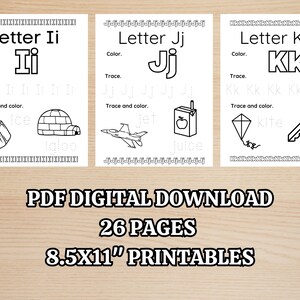 Printable Alphabet Trace and Color Pages for Preschool, Kindergarten ...