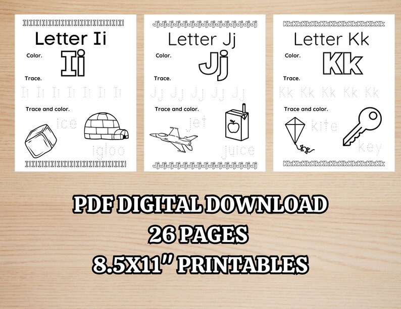 Printable Alphabet Trace and Color Pages for Preschool, Kindergarten ...