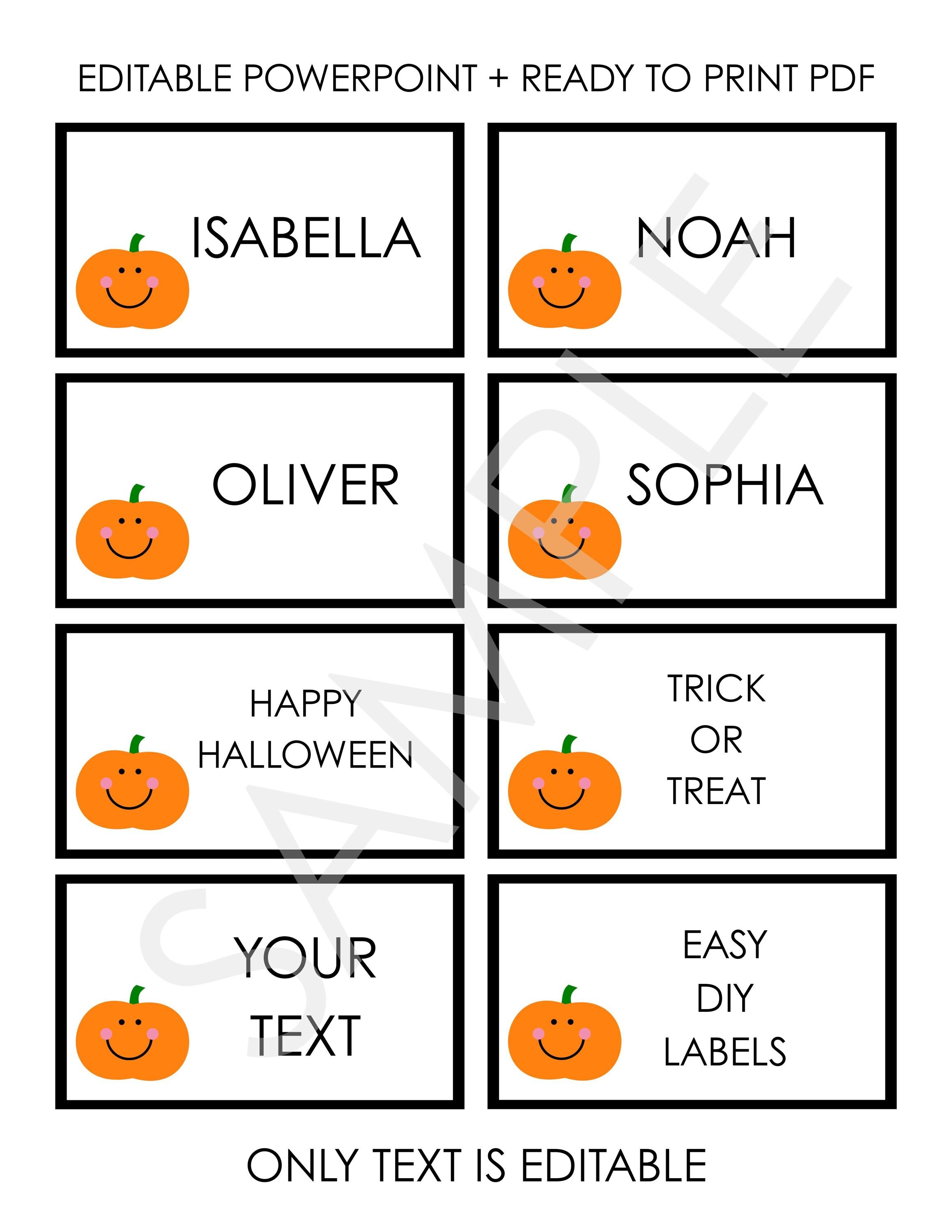 Editable Pumpkin Tags – Fall Gift Tags – Halloween Name Labels – 3.5x2 ...