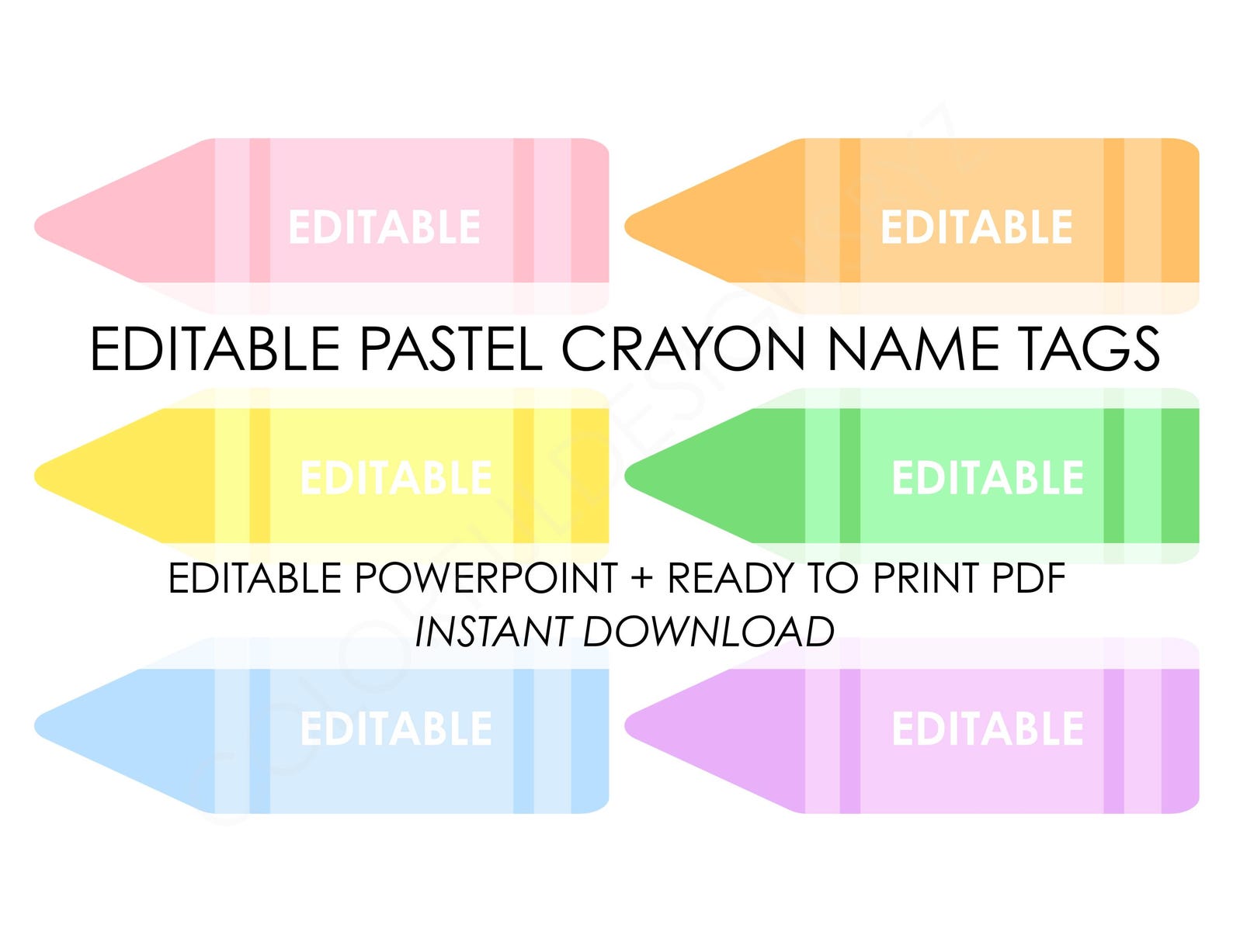 Pastel Crayon Name Tags Printable | Editable Text Labels for Classroom ...