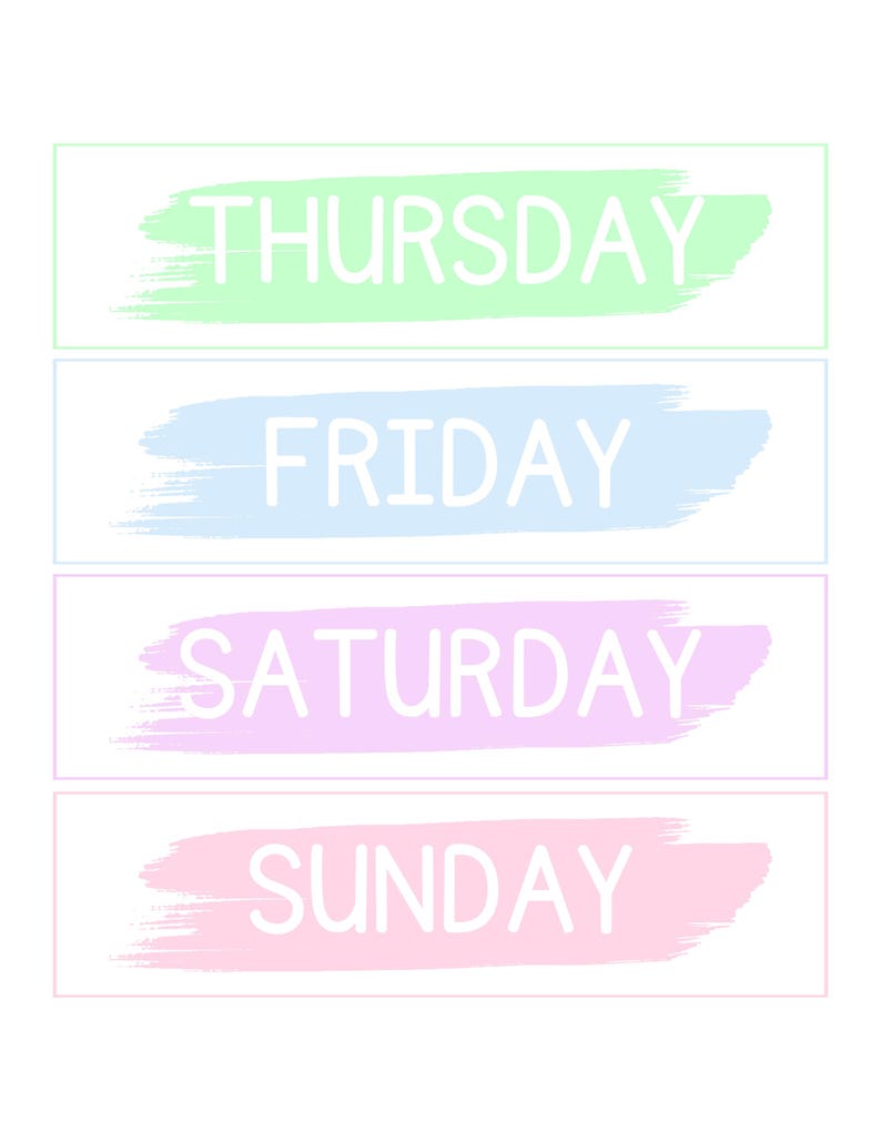 Printable Days of the Week Labels - Pastel Watercolor Theme - 8.5"x11 ...