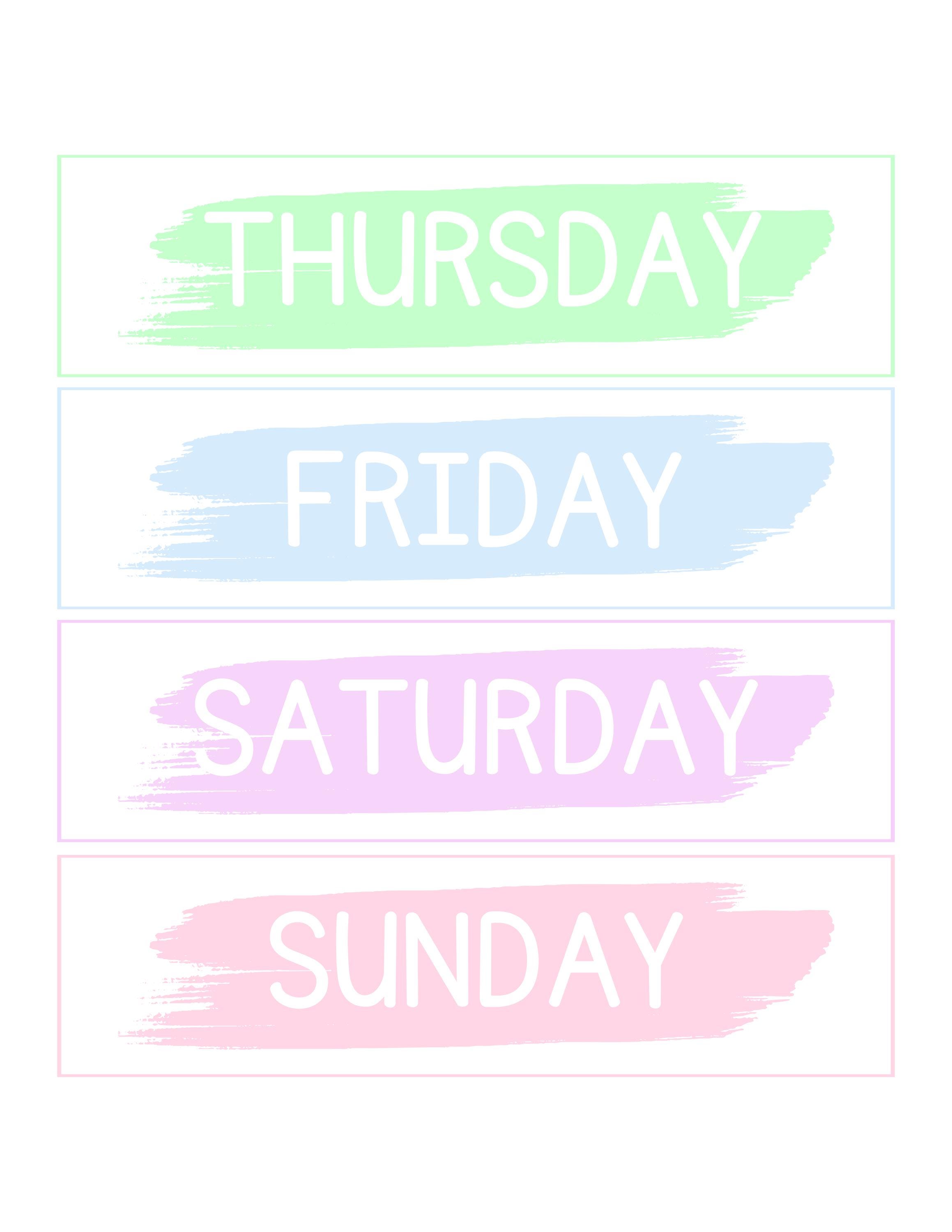 Printable Days of the Week Labels - Pastel Watercolor Theme - 8.5"x11 ...