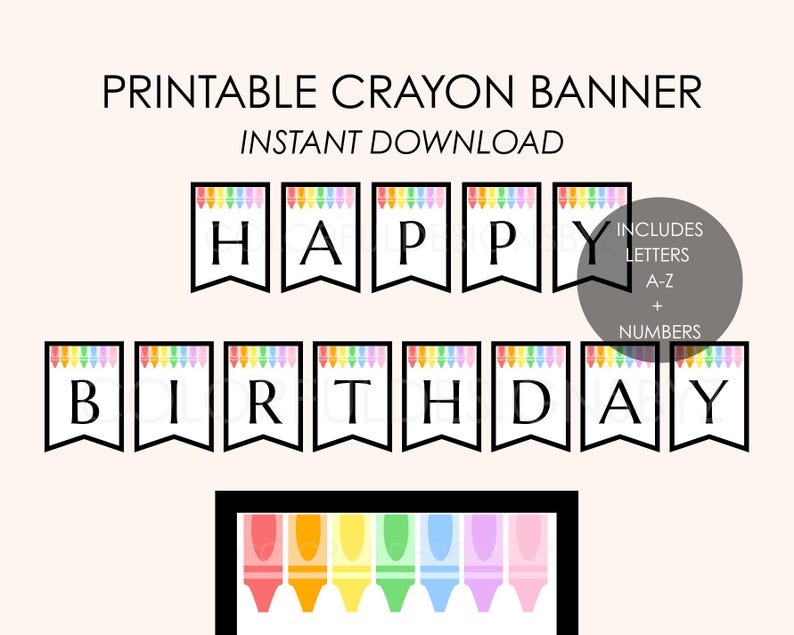 Crayon Banner Printable | Happy Birthday & Welcome Flags | A-Z Letters ...