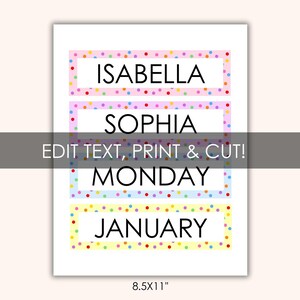 Editable Tags & Labels Printable - Polka Dot Theme - 4 Colors - Instant ...