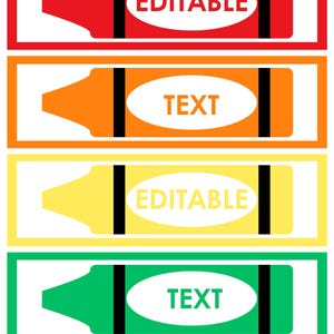 Editable Crayon Name Tags Printable Classroom & Homeschool Labels 8 ...