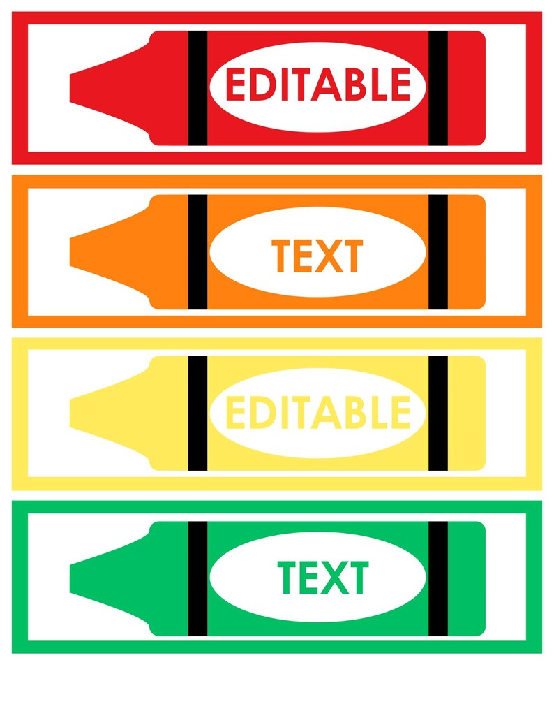 Editable Crayon Name Tags Printable Classroom & Homeschool Labels 8 ...
