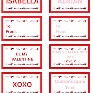 Editable Valentine’s Day Tags | Printable Red & Pink Heart Labels ...