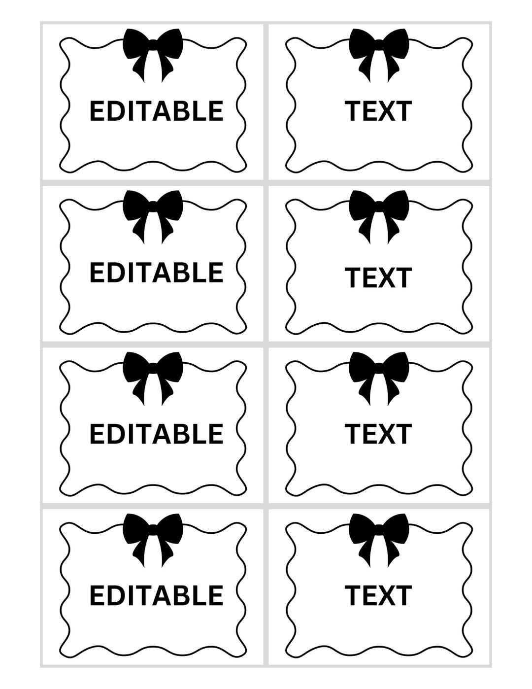Editable Labels Template | Black and White Printable Name Tags ...