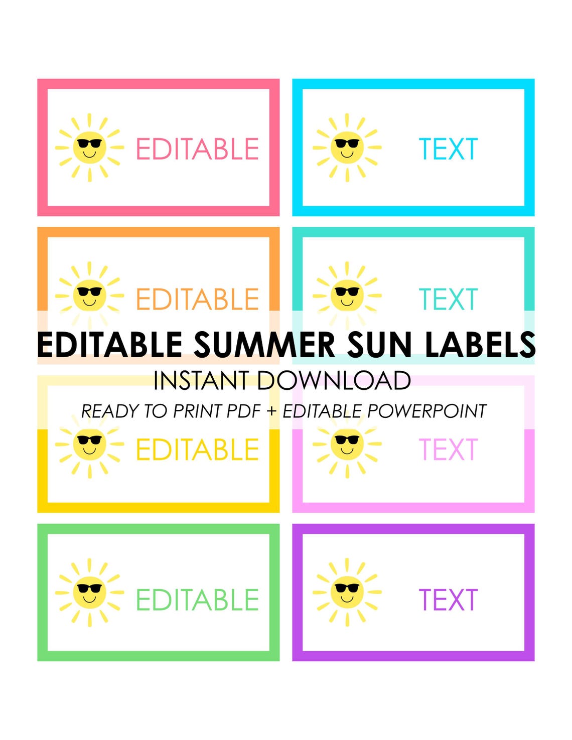 Editable Summer Labels – 3.5x2 Tags, Editable Text Powerpoint + Ready ...