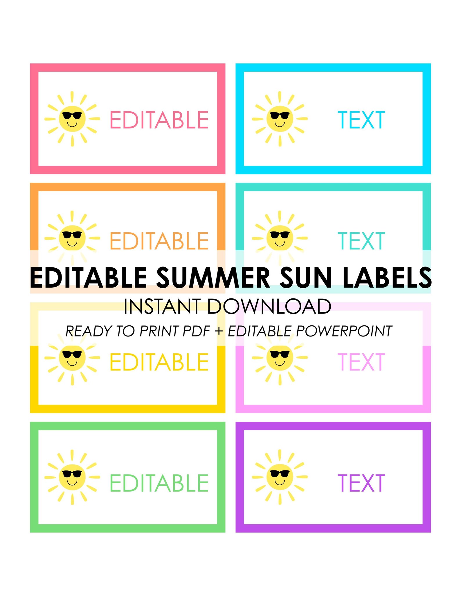 Editable Summer Labels – 3.5x2 Tags, Editable Text Powerpoint + Ready ...