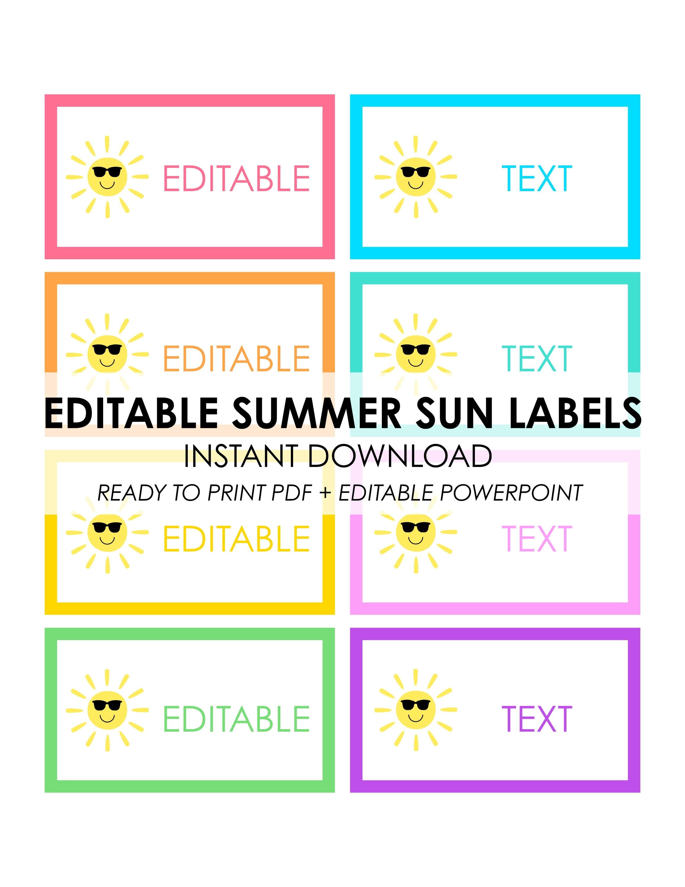 Editable Summer Labels – 3.5x2 Tags, Editable Text Powerpoint + Ready ...
