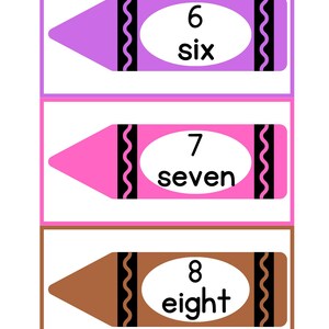 Printable Crayon-themed Numbers & Number Words Cards 1-10 Early ...