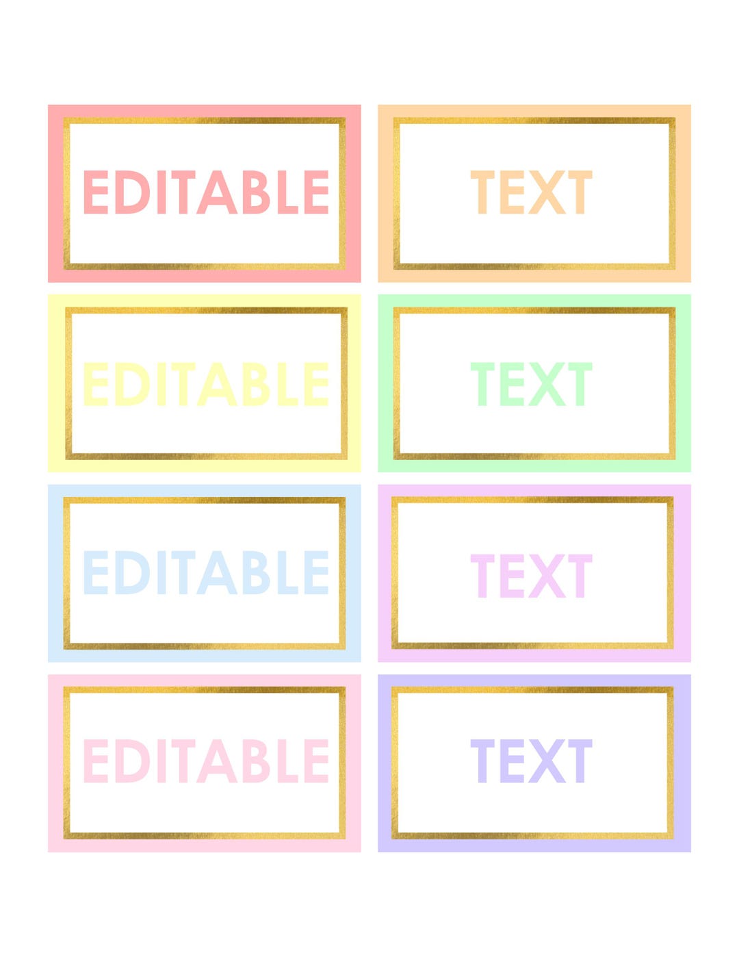 Editable Printable Labels - Pastel Frame Tags - 8 per Page - Powerpoint ...
