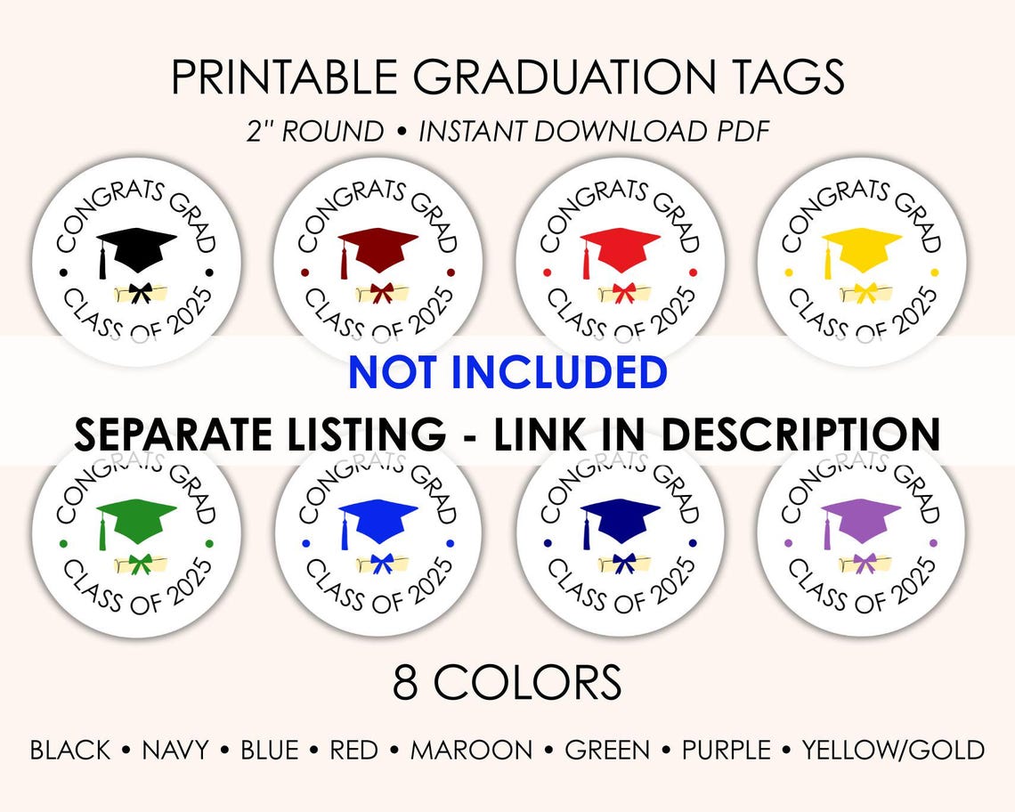 Personalized Graduation Gift Tags – Printable PDF – Bordered Design – 8 ...