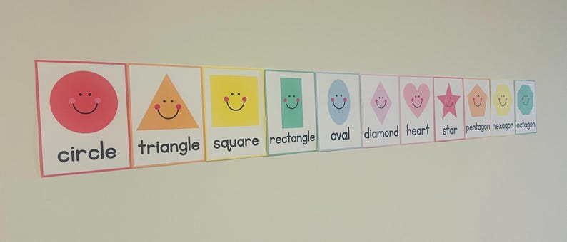 Smiley Face Shapes Posters & Flashcards for Kids – Pastel Classroom ...