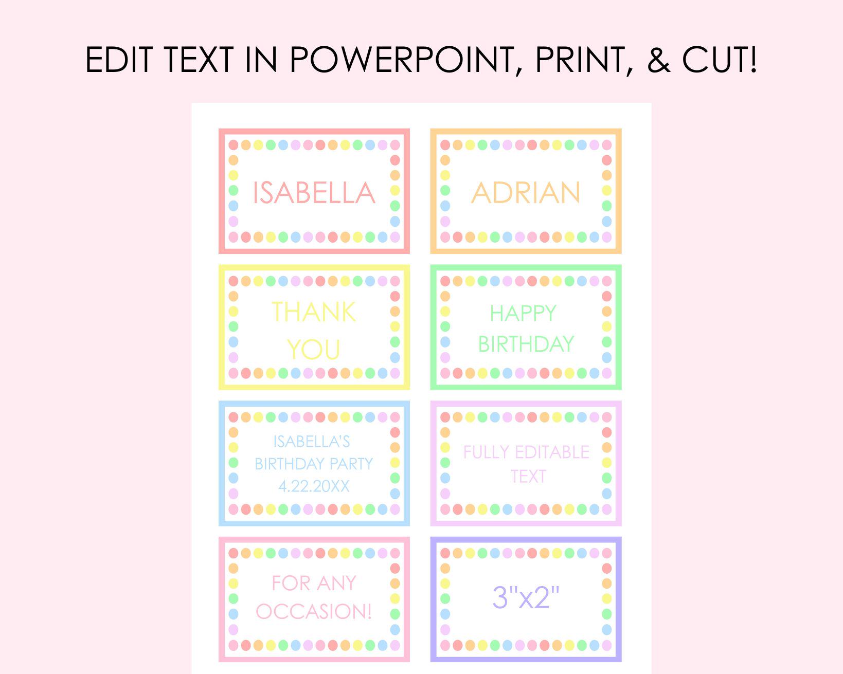 Editable Pastel Dot Name Tags – 8 per Page – 3x2 Inch – Editable ...