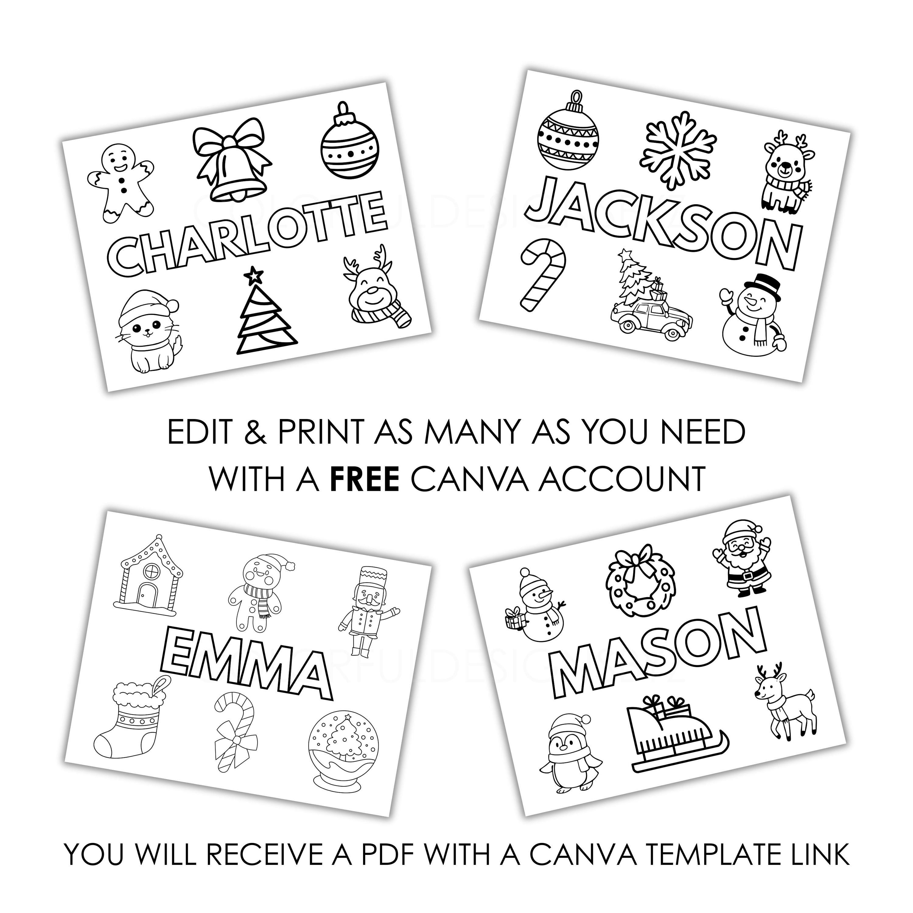Editable Christmas Coloring Page • Personalized Name Activity • 8.5x11 ...