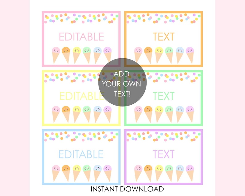 Editable Ice Cream Name Tags – Summer Classroom Labels, Party Tags, or ...