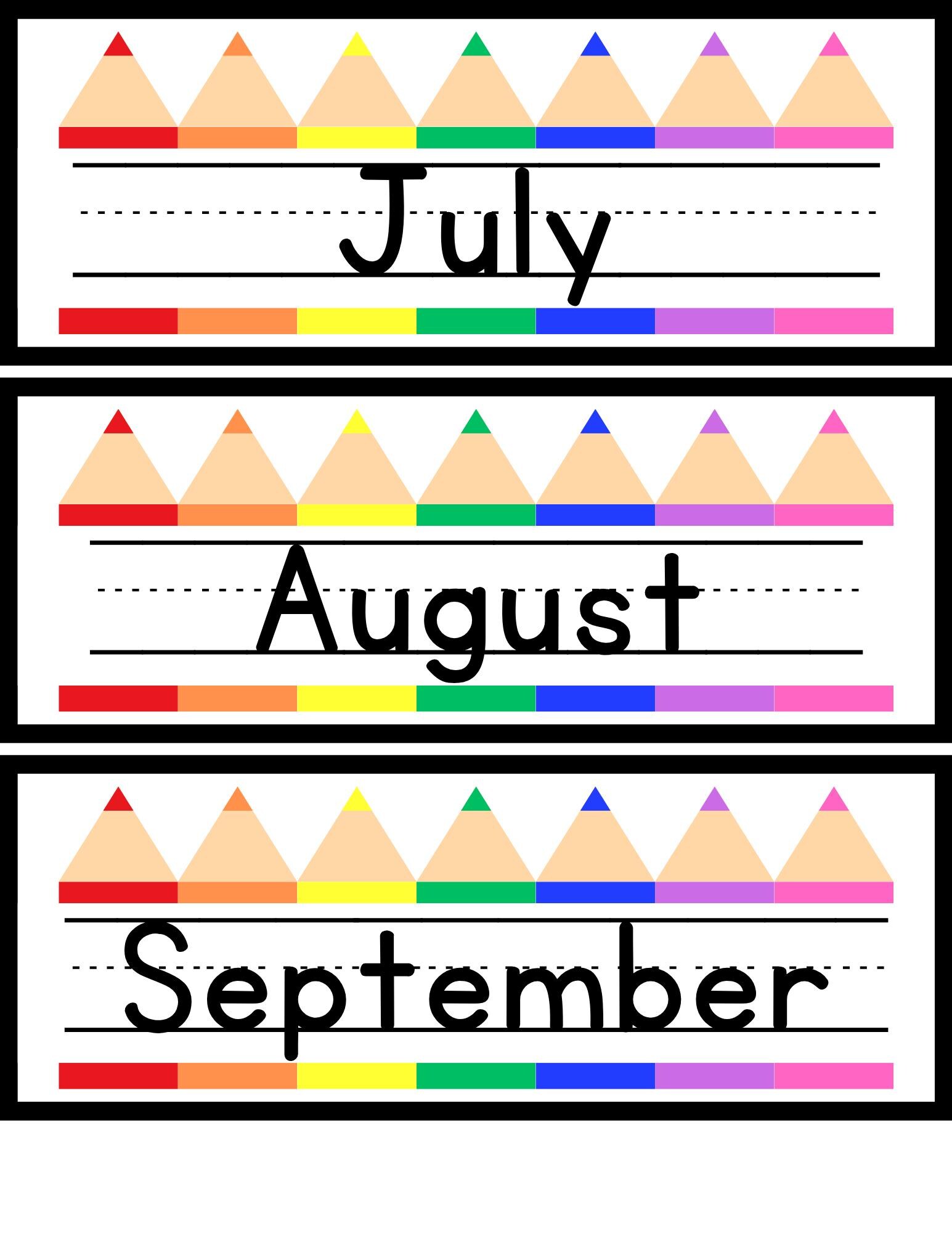 Printable Days of the Week & Months of the Year Cards |colorful Colored ...