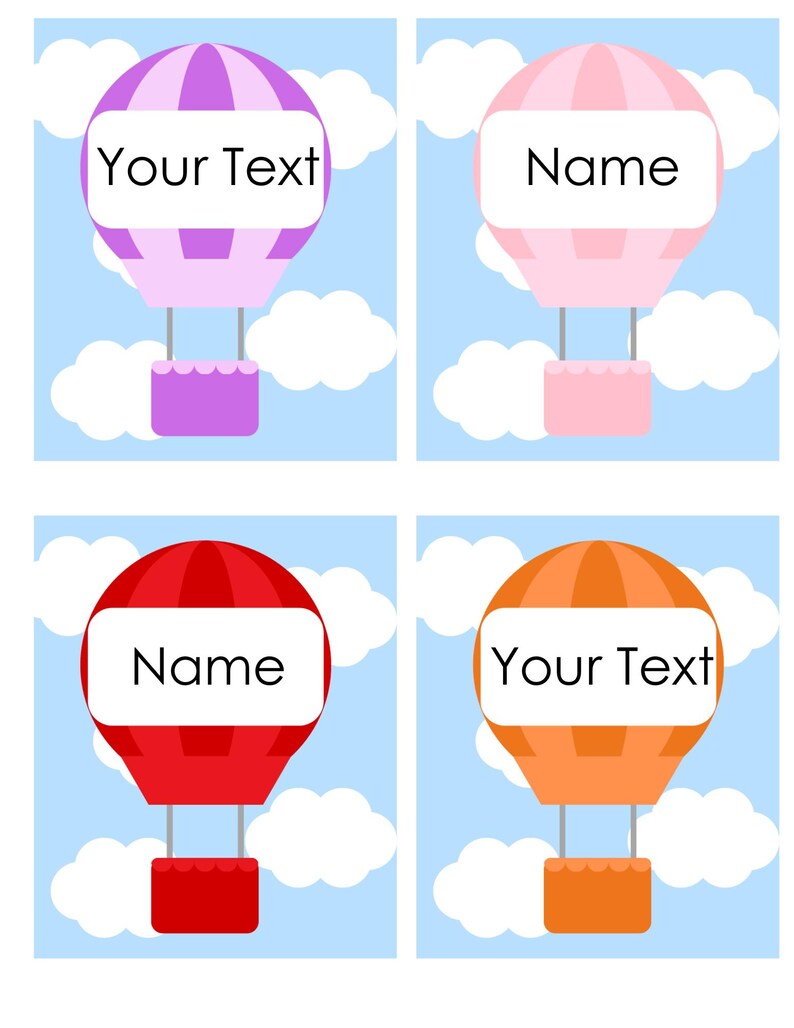 Editable Hot Air Balloon Labels Colorful Classroom & Homeschool Decor ...
