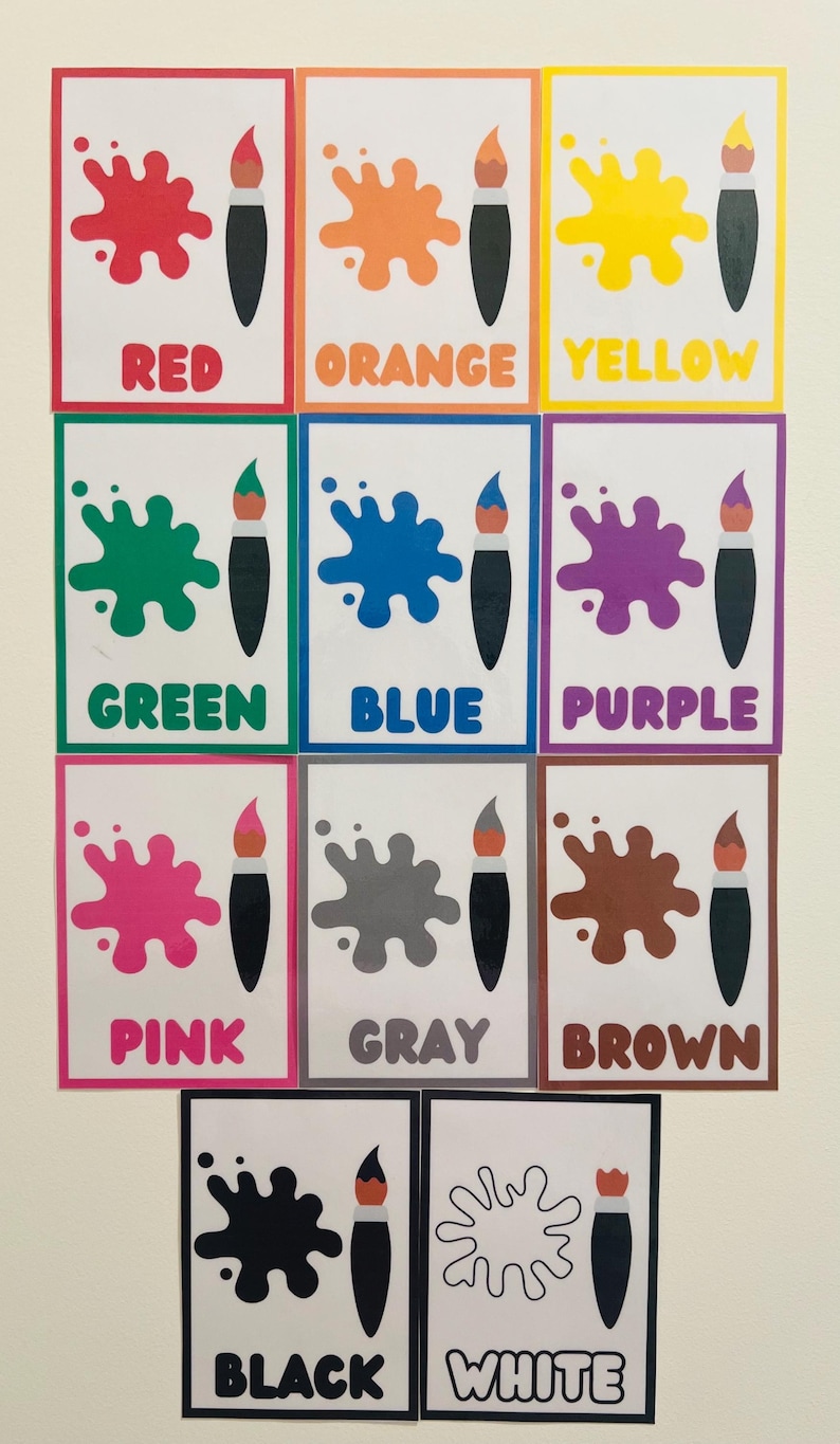 Printable Paint Colors Flashcards for Early Learning Learning Colors ...