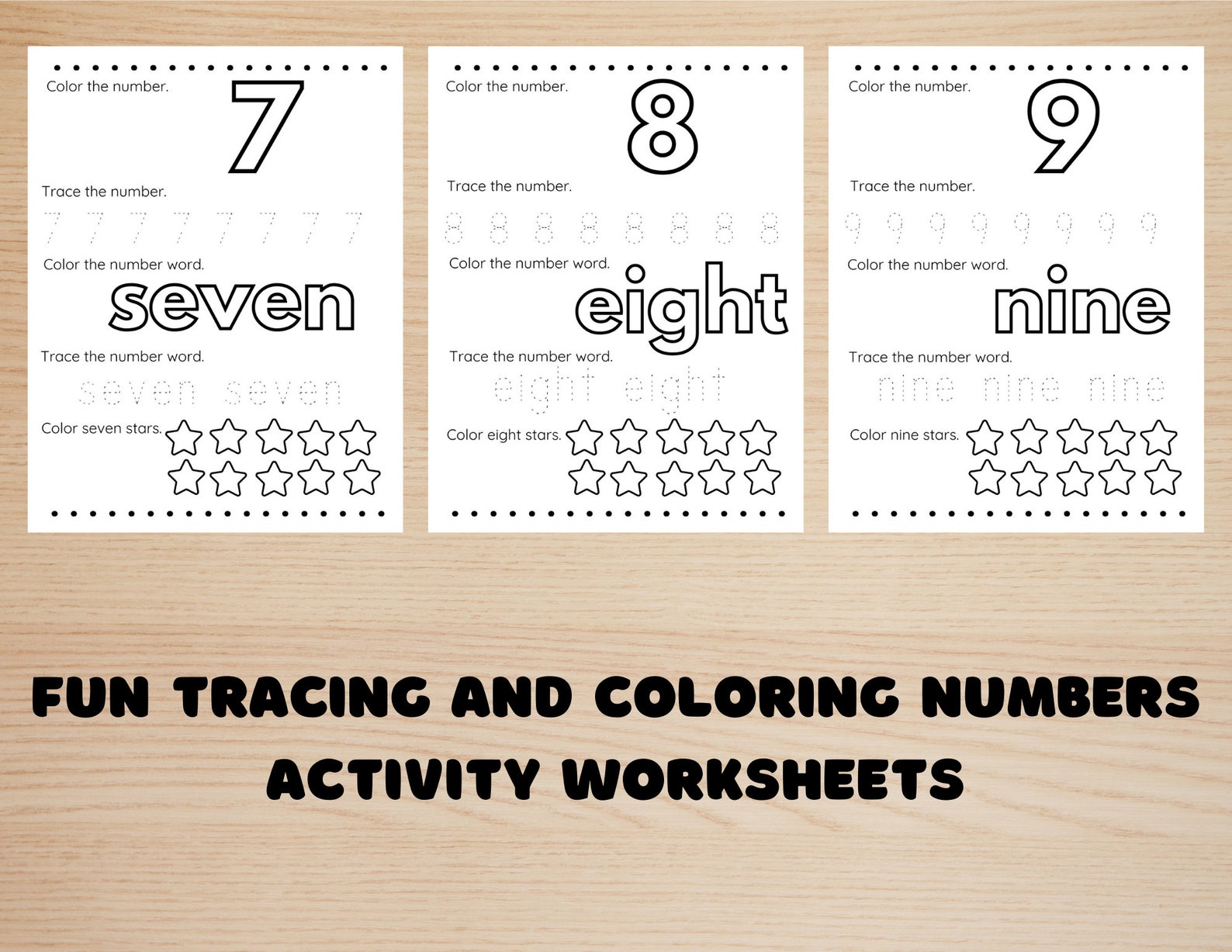 PRINTABLE Numbers 1-10 Trace and Color Worksheets for Preschool ...