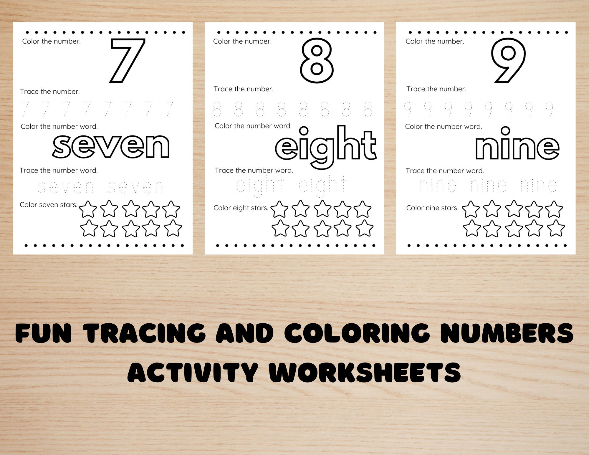 PRINTABLE Numbers 1-10 Trace and Color Worksheets for Preschool ...