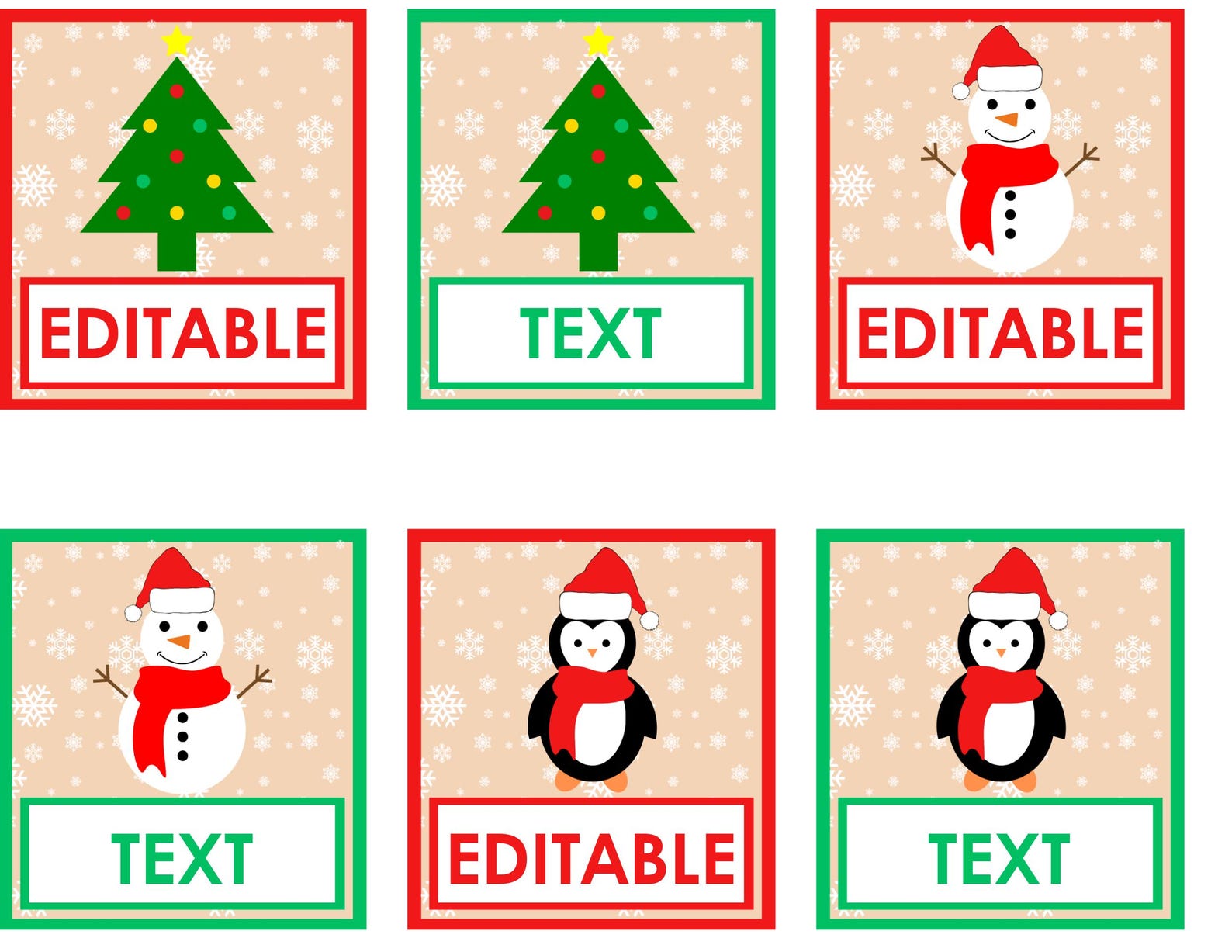 Editable Christmas Labels | Printable Holiday Name Tags | Snowman ...