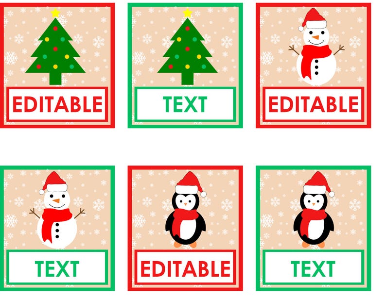 Editable Christmas Labels | Printable Holiday Name Tags | Snowman ...