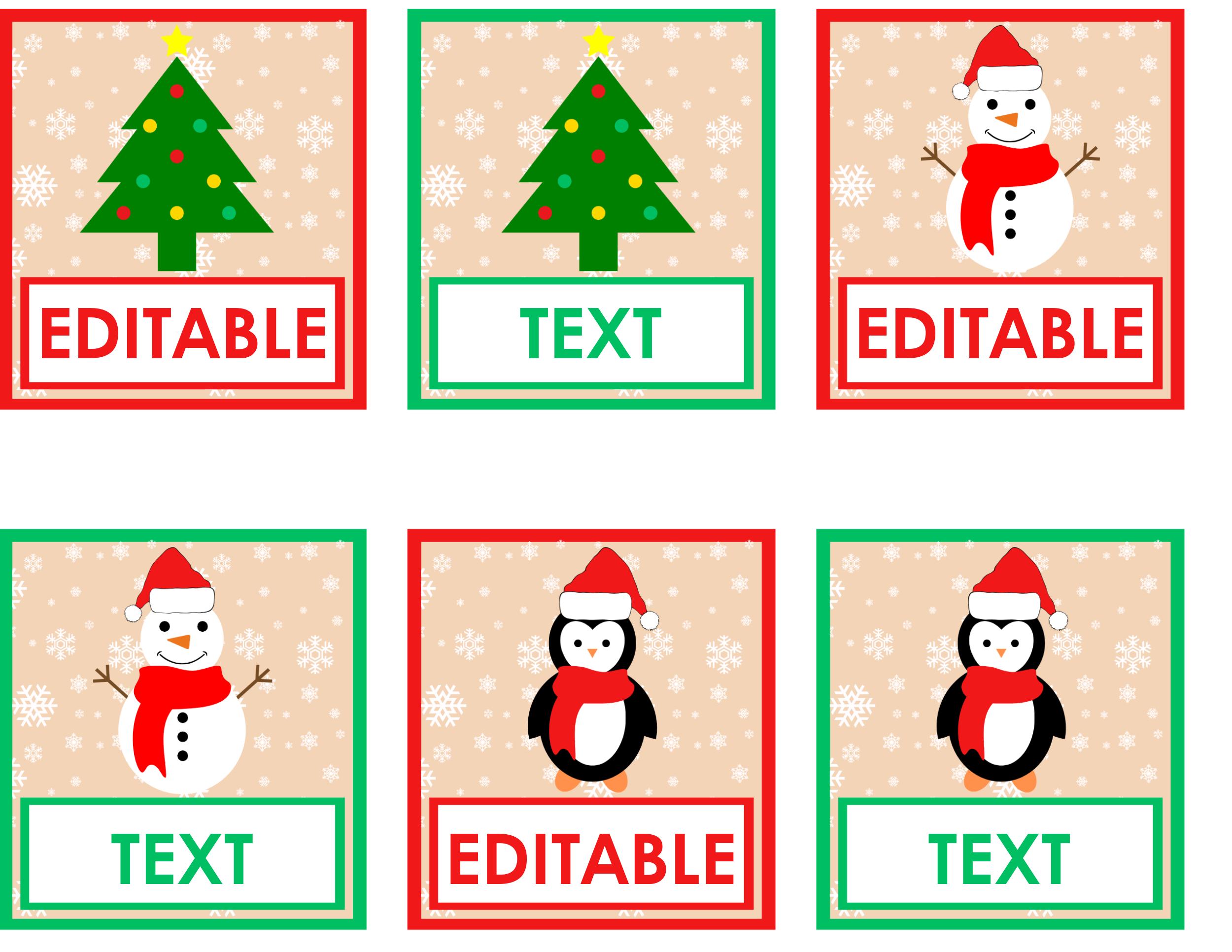 Editable Christmas Labels | Printable Holiday Name Tags | Snowman ...