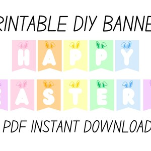 Pastel Easter Banner - Bunny Ears Letter Banner - Easter Party ...