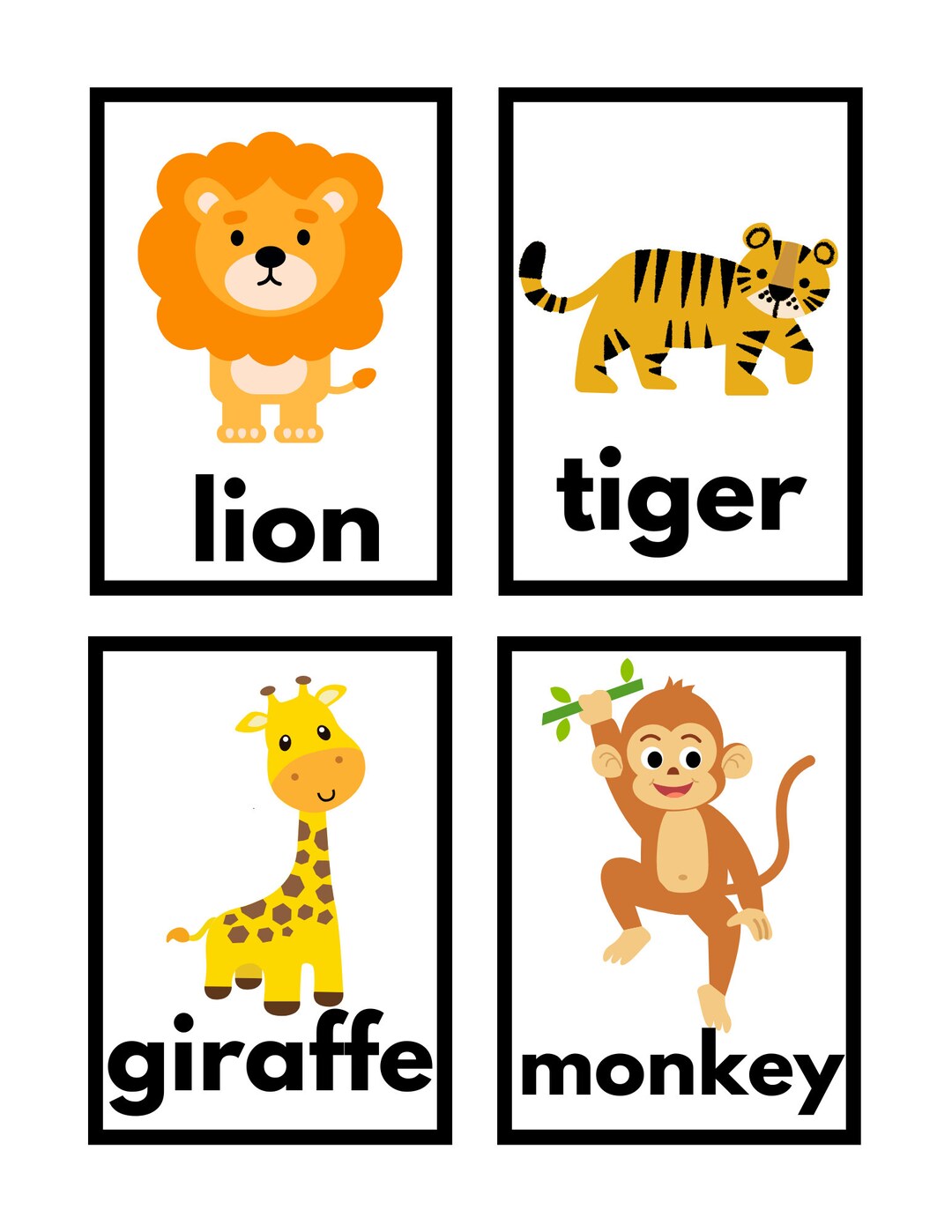 Safari Animals, Zoo Animals, Wild Animals Printable Flashcards Early ...