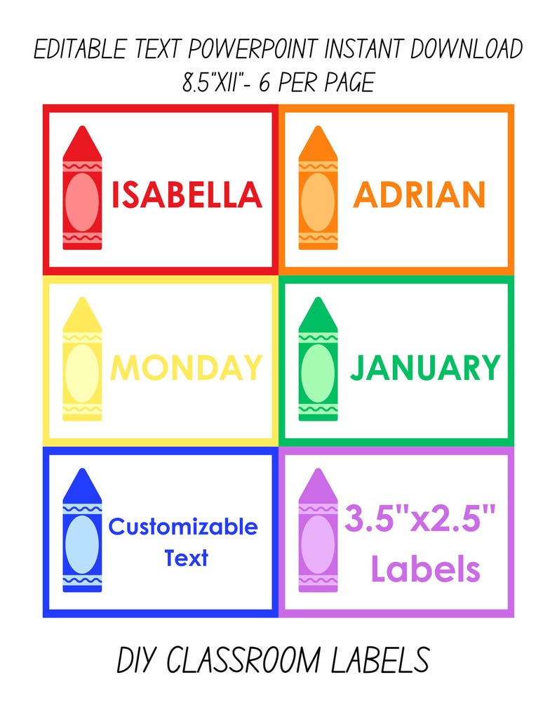 Editable Crayon Name Tags | Back to School Labels | Editable Classroom ...